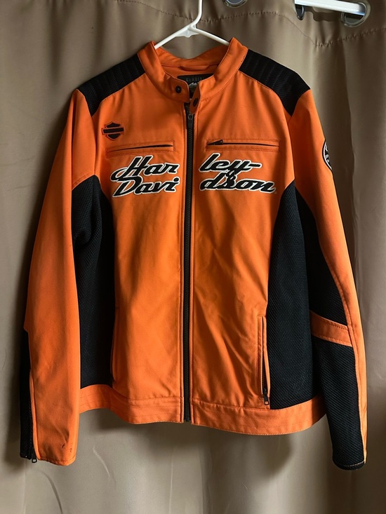 Harley Davidson Orange And Black Jacket